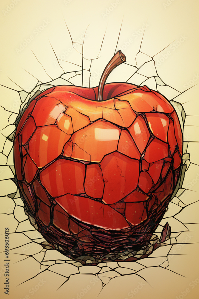 An emotionally charged illustration of a shattered apple, representing ...