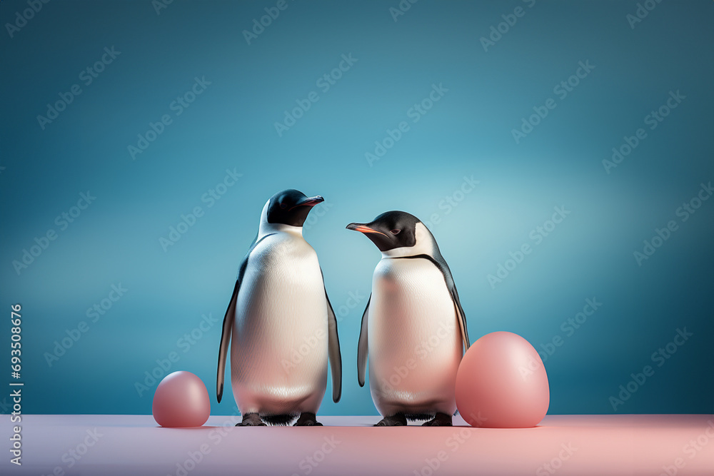 Simplified and minimalistic depiction of a penguin family, emphasizing ...