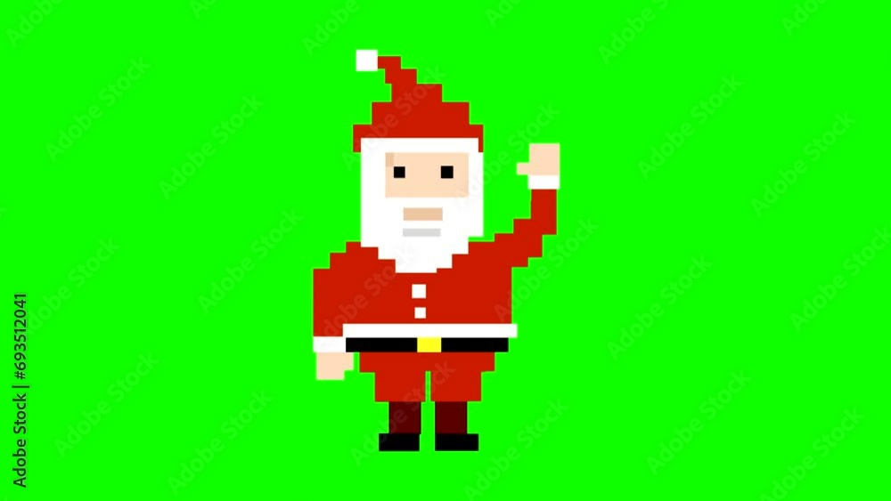 Vidéo Stock Animated Christmas scene in pixel art style with a Santa ...