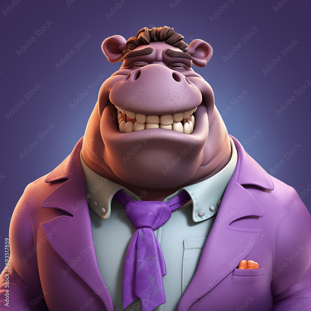 Cute and happy hippo avatar. Smiling hippo character. Funny ...