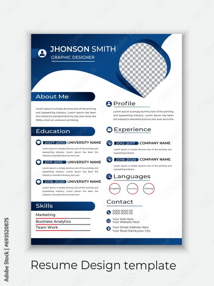 Clean Modern Resume and Cover Letter Layout Vector Template for ...