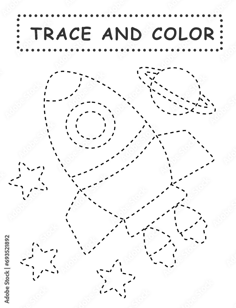 Trace and color for children. Handwriting practice. Coloring page for ...