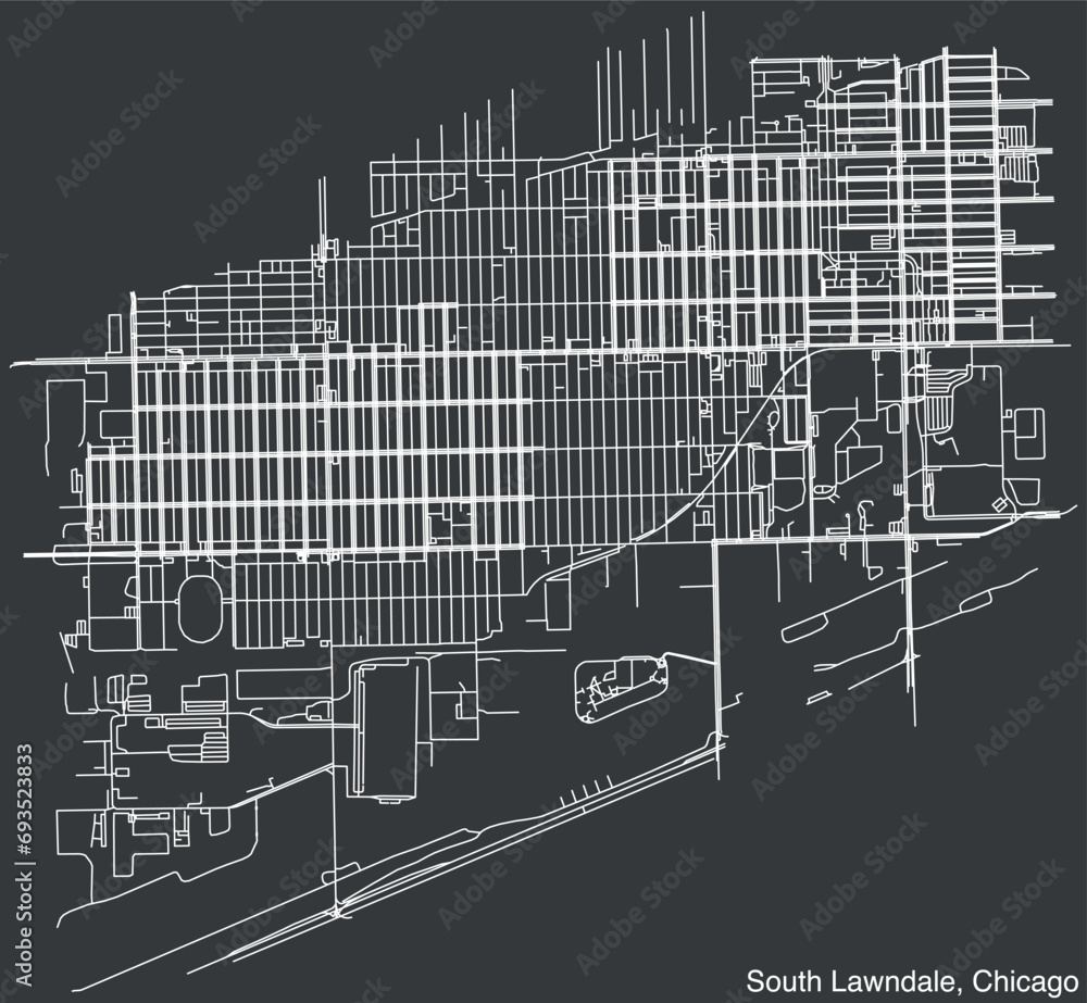 Detailed hand drawn navigational urban street roads map of the SOUTH ...