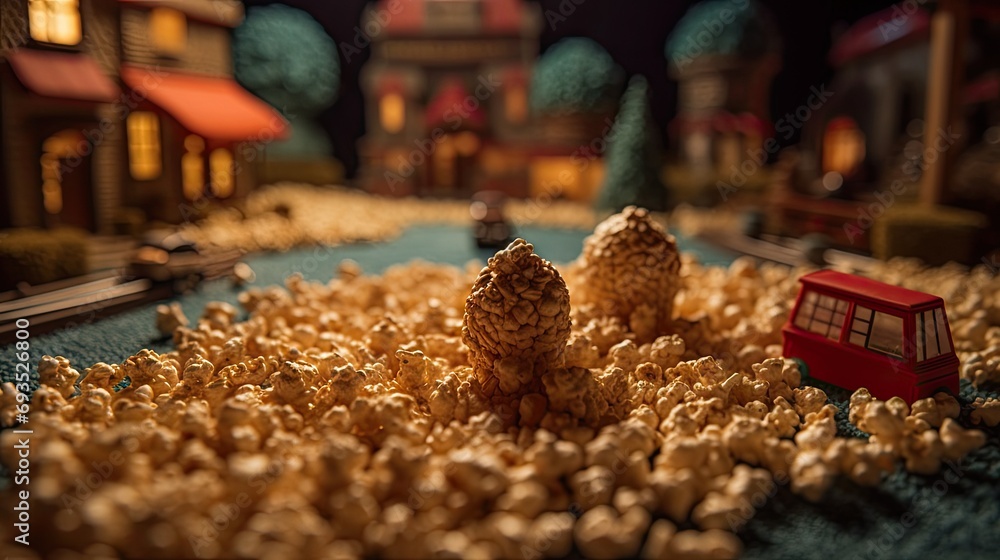 an attractive illustration of a popcorn advertisement with animated ...