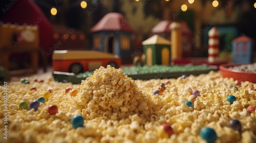 an attractive illustration of a popcorn advertisement with animated ...