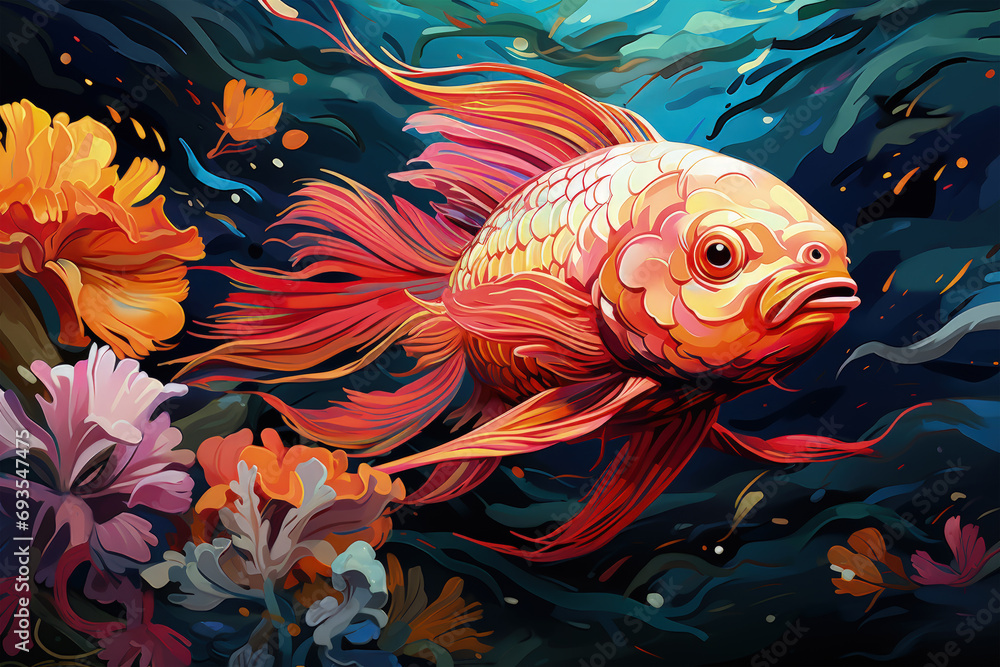 Bright and Colorful A Fauvism Style of a Blobfish, Generative Ai Stock ...