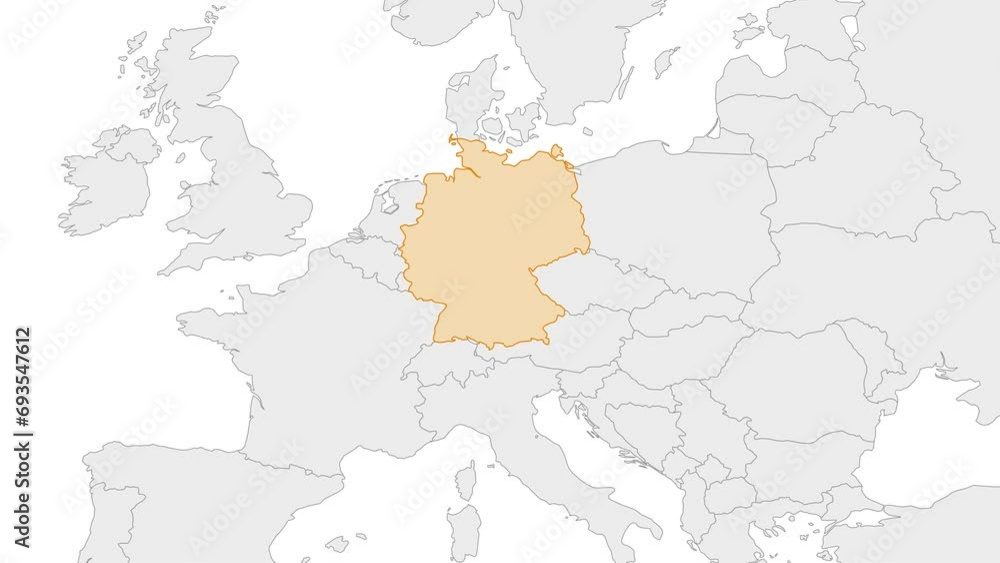 Animation of Germany country map on the world map. Animation of map ...