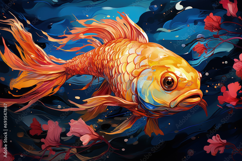 Bright and Colorful A Fauvism Style of a Blobfish, Generative Ai Stock ...