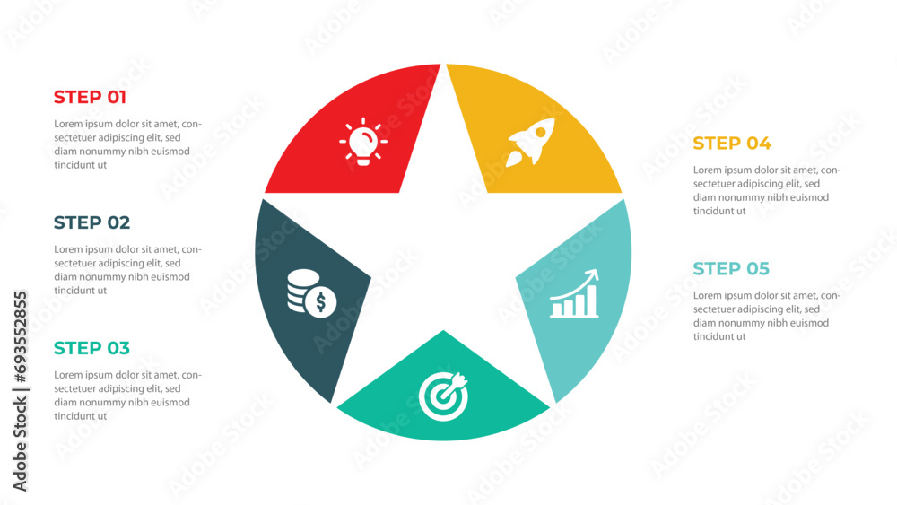 circular infographic element template with icons and colorful flat ...