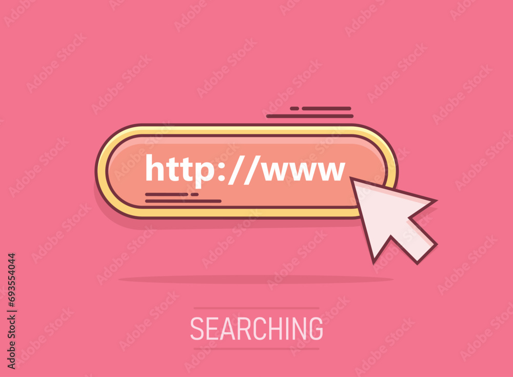 Vector cartoon search bar ui icon in comic style. Search website form ...