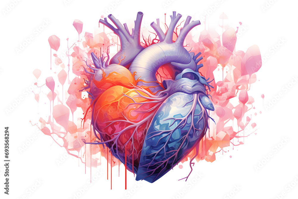 Human heart, colorful generative illustration Stock Illustration ...