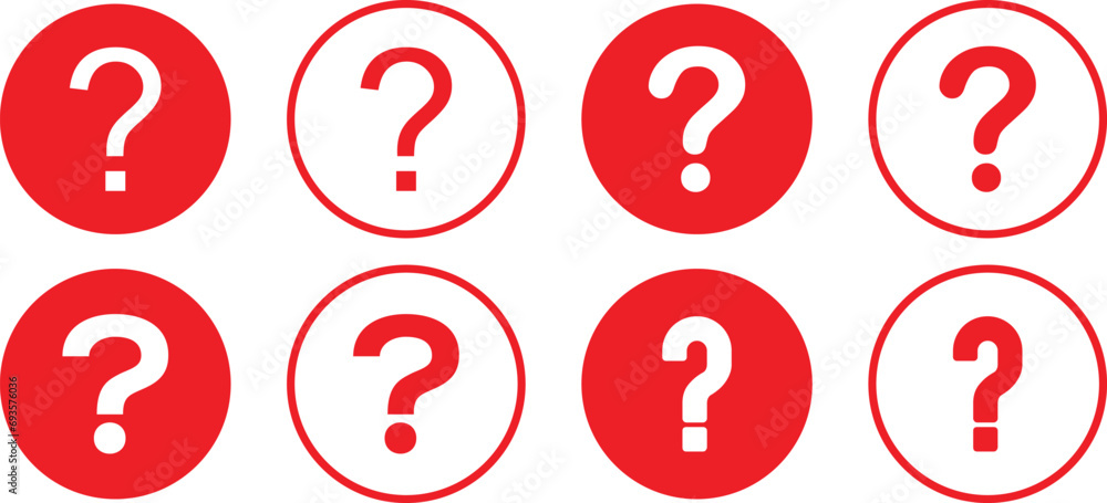 Question mark icon symbol, vector illustration red and white Stock ...