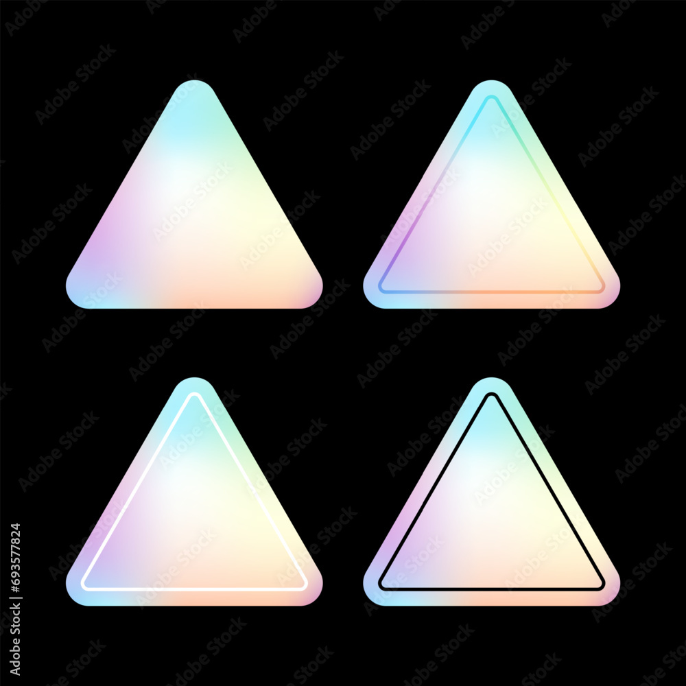 Holographic stickers. Set of hologram tag labels, iridescent foil badge ...