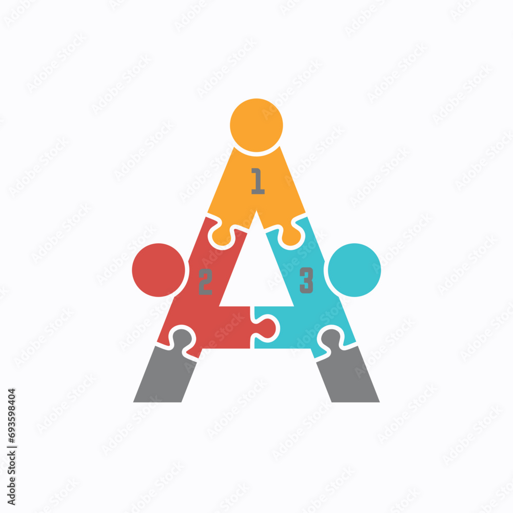 Collaborative Achievement Icon Logo - Stylized Figures on Interlocking ...