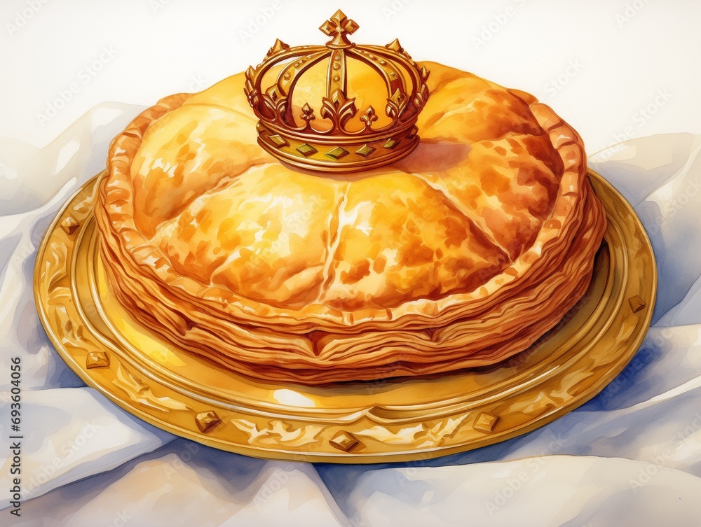 Illustration representing a traditional French galette des rois and ...