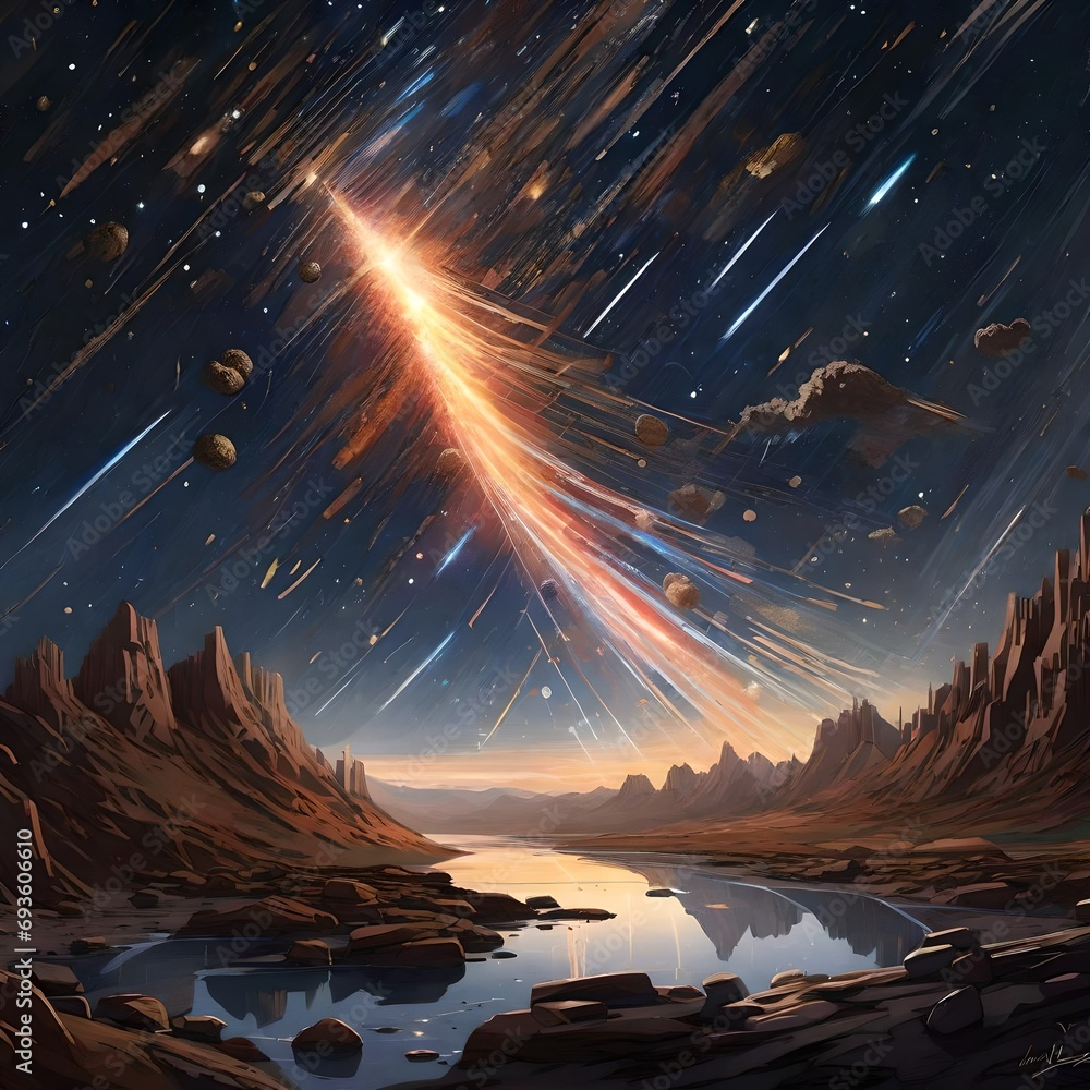 "Dazzling 'Celestial Cascade'—AI art unveils the beauty of a meteor ...