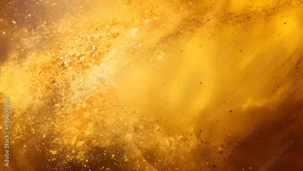 Gold abstract background. Gold dust with lots of particles flying apart ...