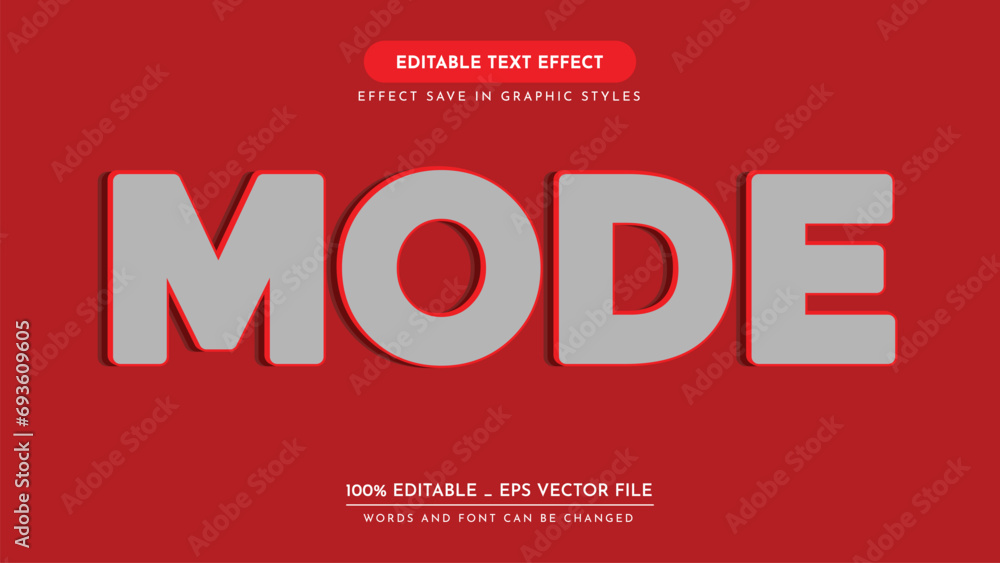 editable 3d text effect style. mode text effect, vector illustration ...
