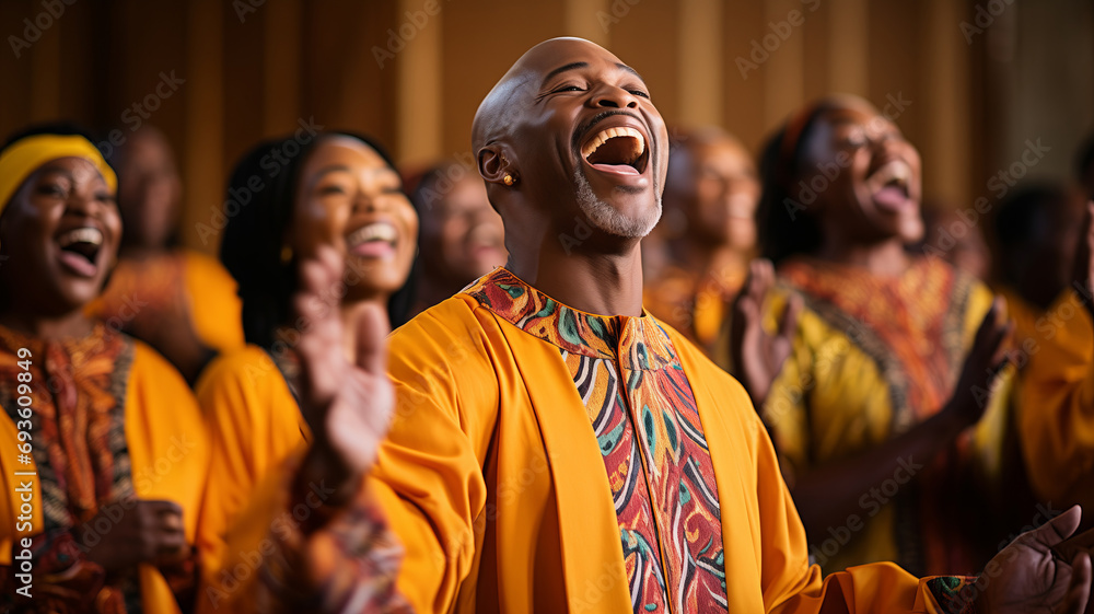 Black christian gospel singers of church praising Jesus Christ. Message ...