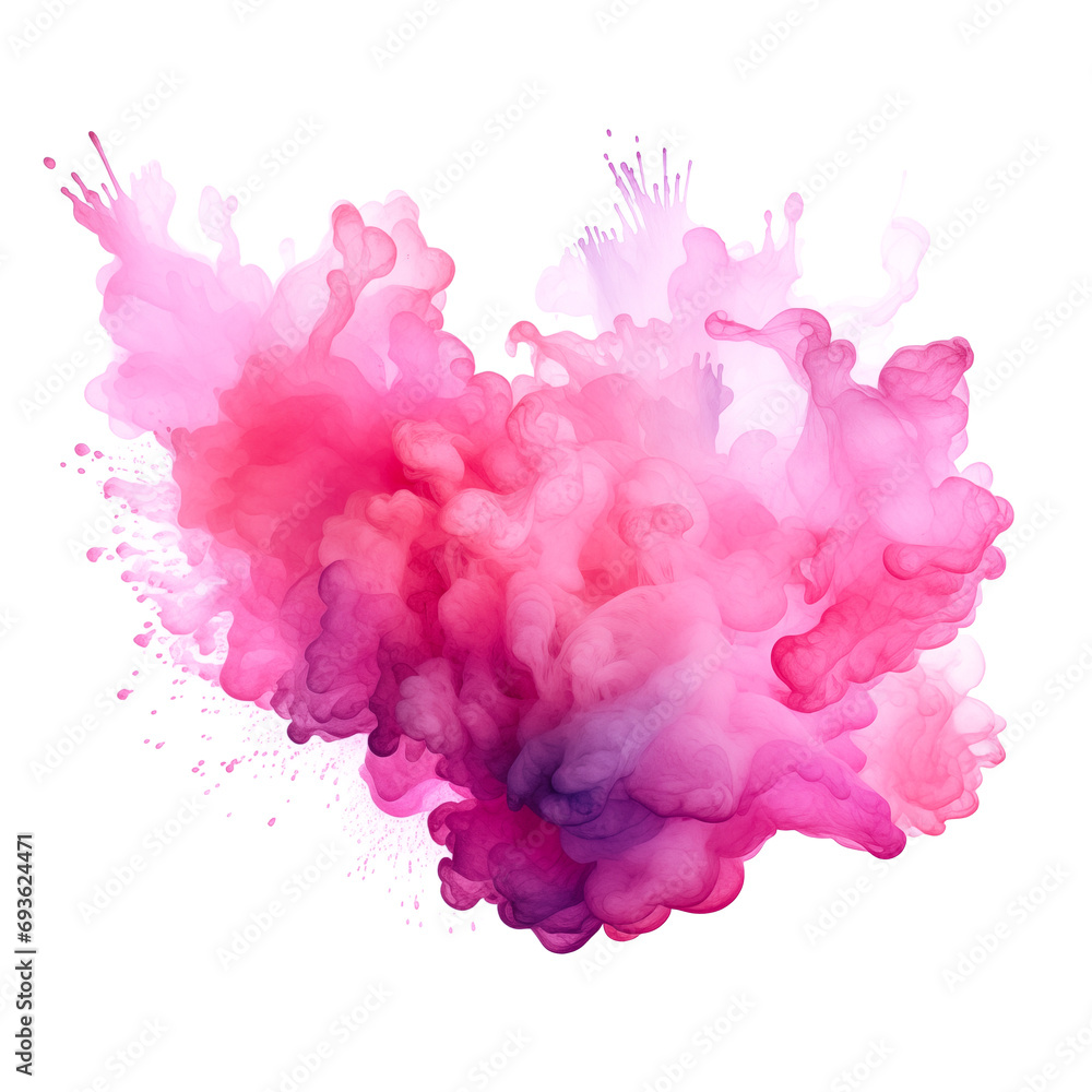 Watercolor pink splatter background. Purple abstract color splash in a ...