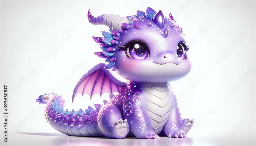 Cute lilac baby dragon. Cartoon character purple dragon. Funny Fantasy ...