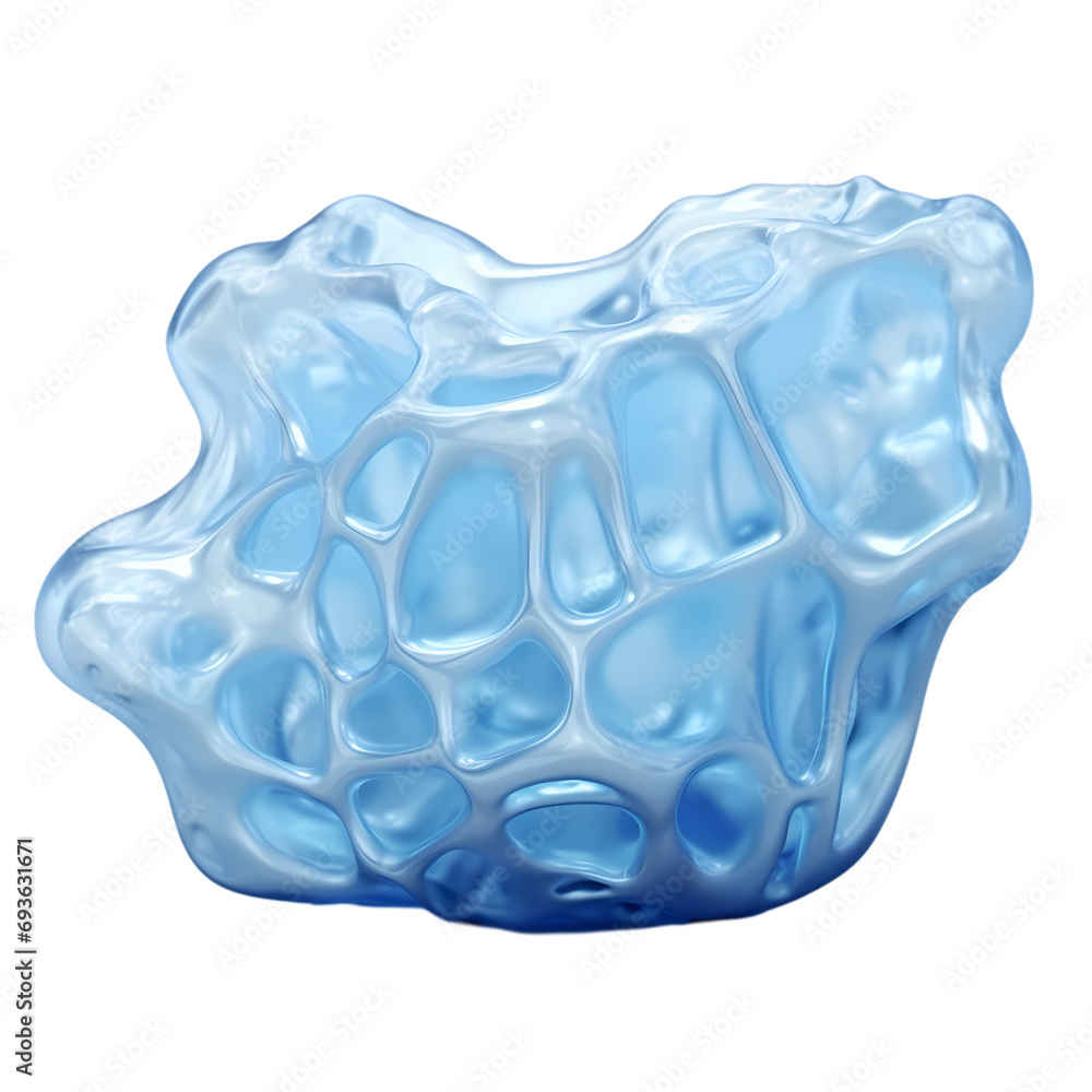 Light blue abstract glass sponge structure isolated on transparent ...
