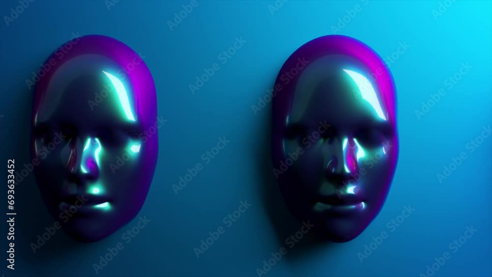 Futuristic head portrait with holographic gradient texture, artificial ...