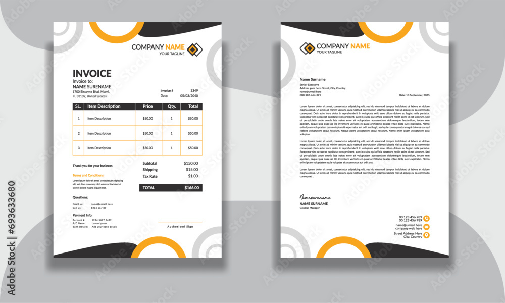 Corporate modern professional clean business invoice and letterhead ...