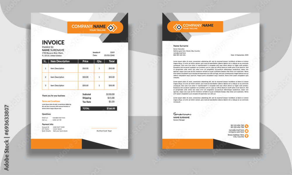 Corporate modern professional clean business invoice and letterhead ...