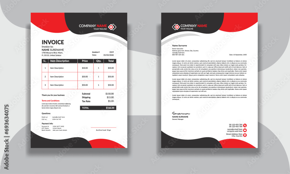 Corporate modern professional clean business invoice and letterhead ...