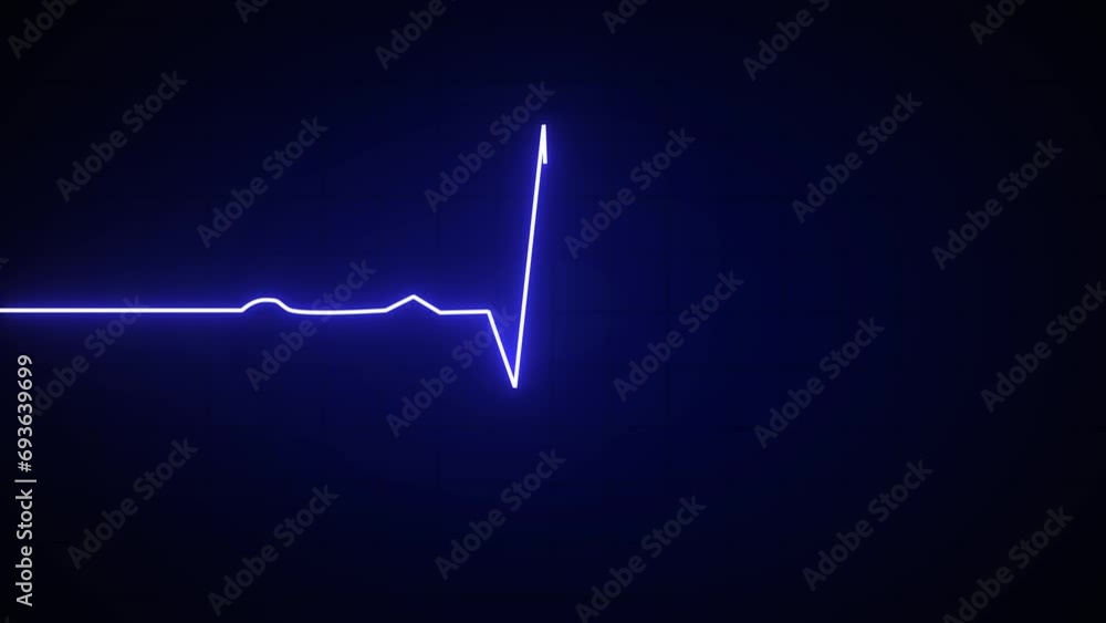 Glowing blue neon heartbeat pulse rate line. Health and Medical concept ...