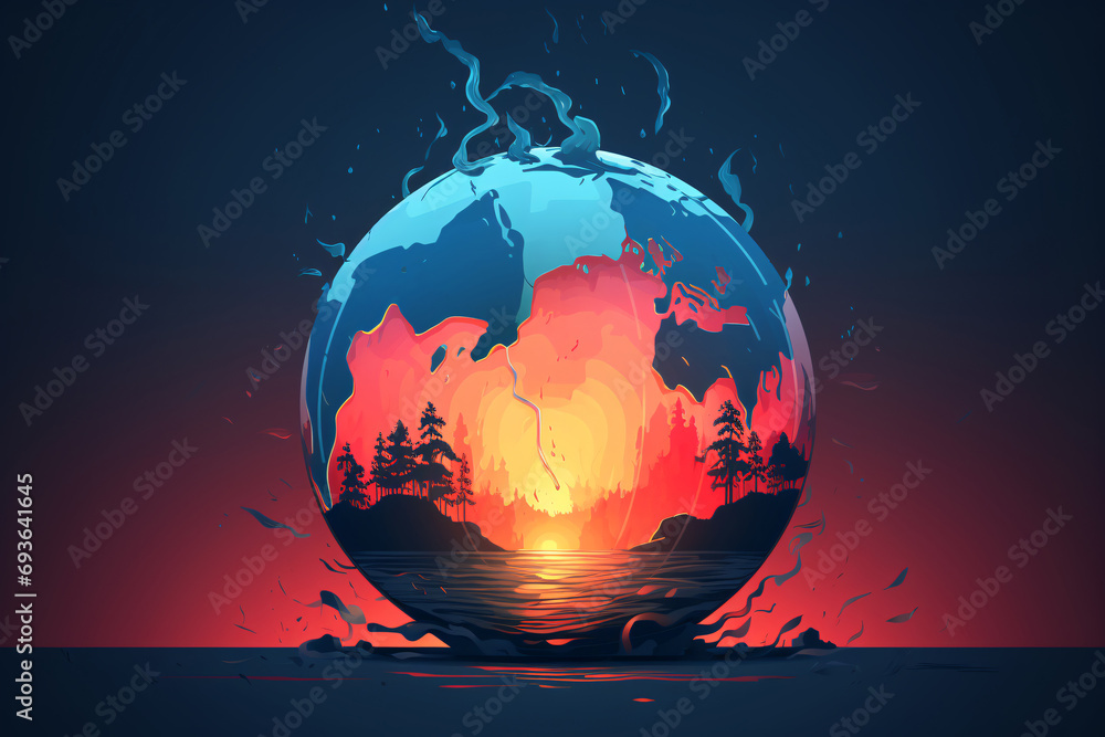 Burning earth, global warming and climate change concept. Stock ...