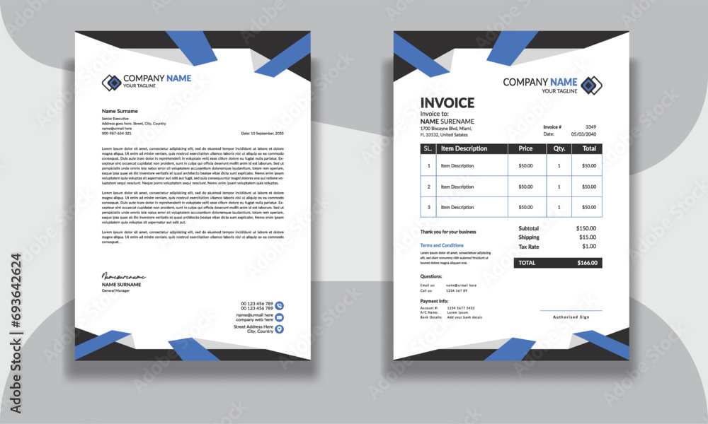 Corporate modern professional clean business invoice and letterhead ...