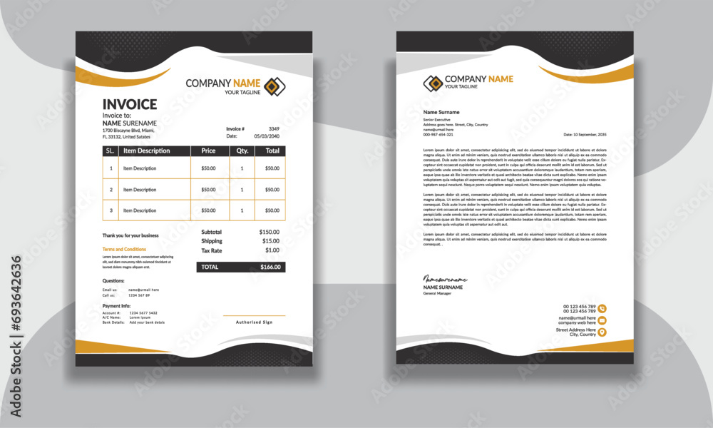 Corporate modern professional clean business invoice and letterhead ...