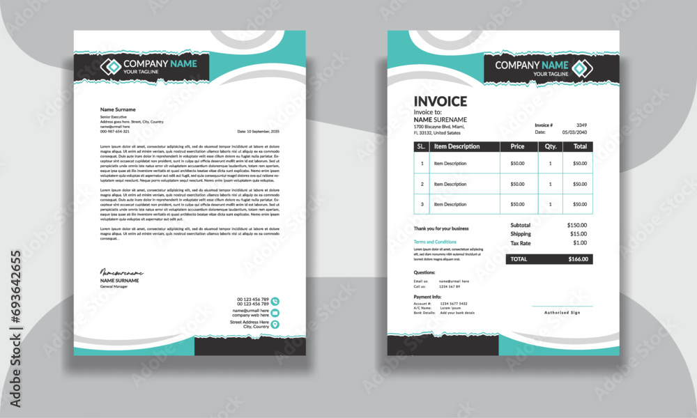 Corporate modern professional clean business invoice and letterhead ...