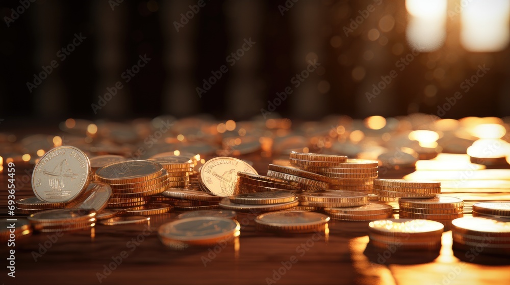 dynamic movement of falling gold coins. Speed and angles of movement of ...