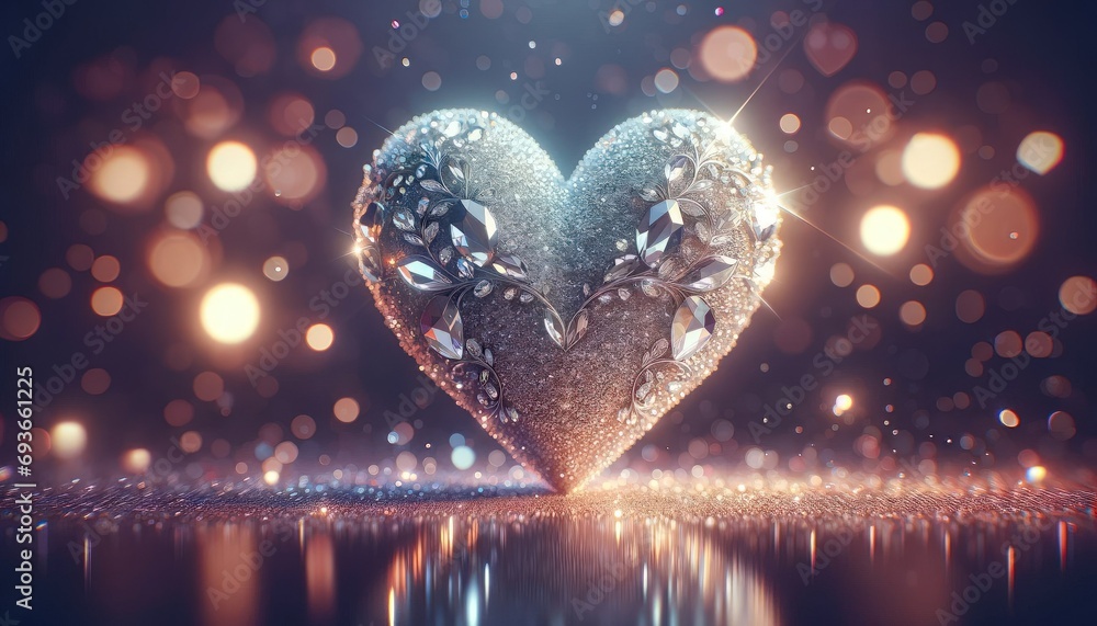 Photograph of a sparkling heart, elegantly designed with a beautifully ...