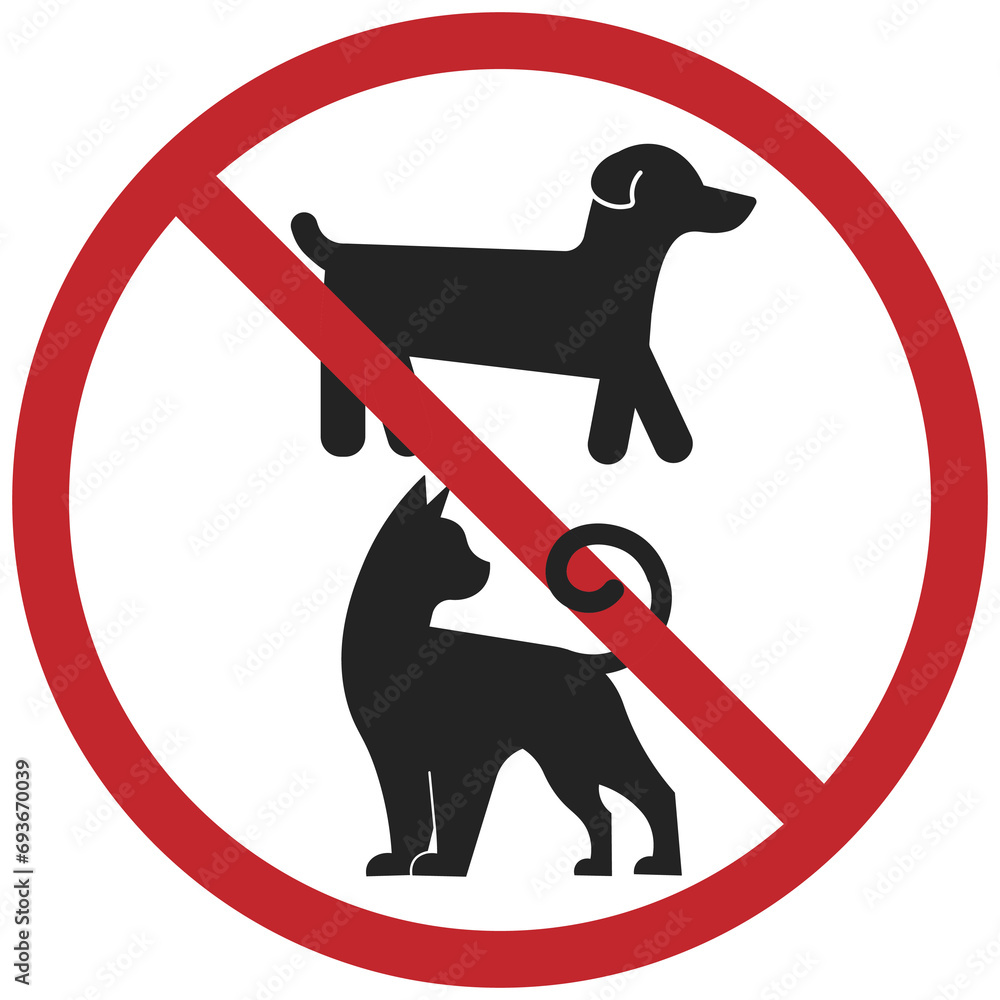 Isolated sign of pets not allow, no pet allowed, animal do not enter ...