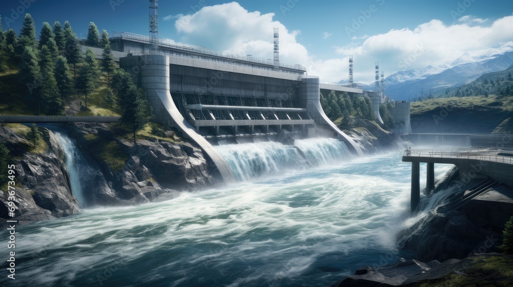 the power of nature and energy production showcasing water discharge at ...