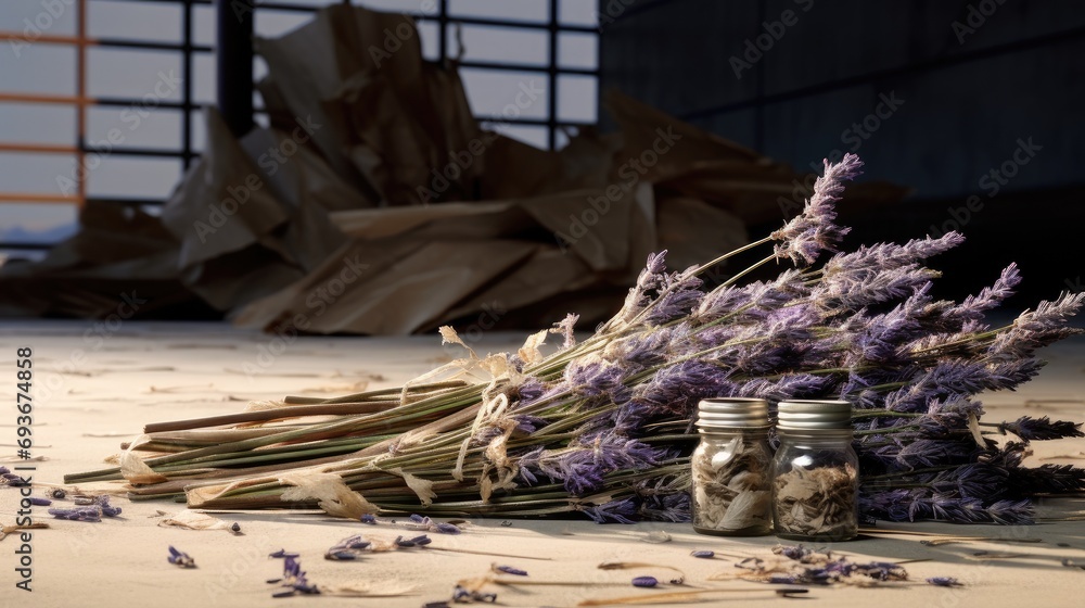 stacked dried medicinal herbs, specifically milk vetch roots, on a ...