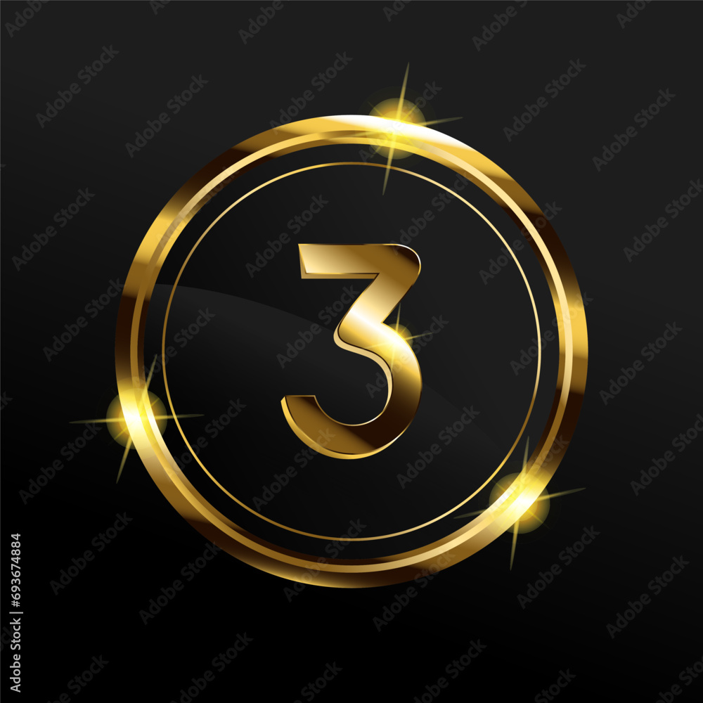 Golden Number 3D Style Font. Isolated Letters. Anniversary, Birthday ...