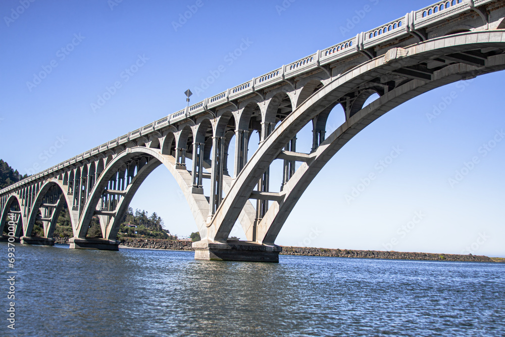 The Isaac D. Patterson Bridge from upstream on the Rogue River looking ...