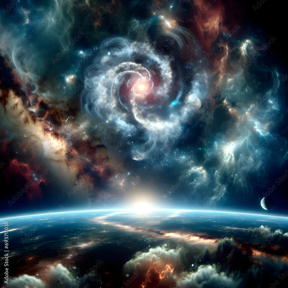 Deep Space Anomaly with Nebulae and Cosmic Rays Stock Illustration ...