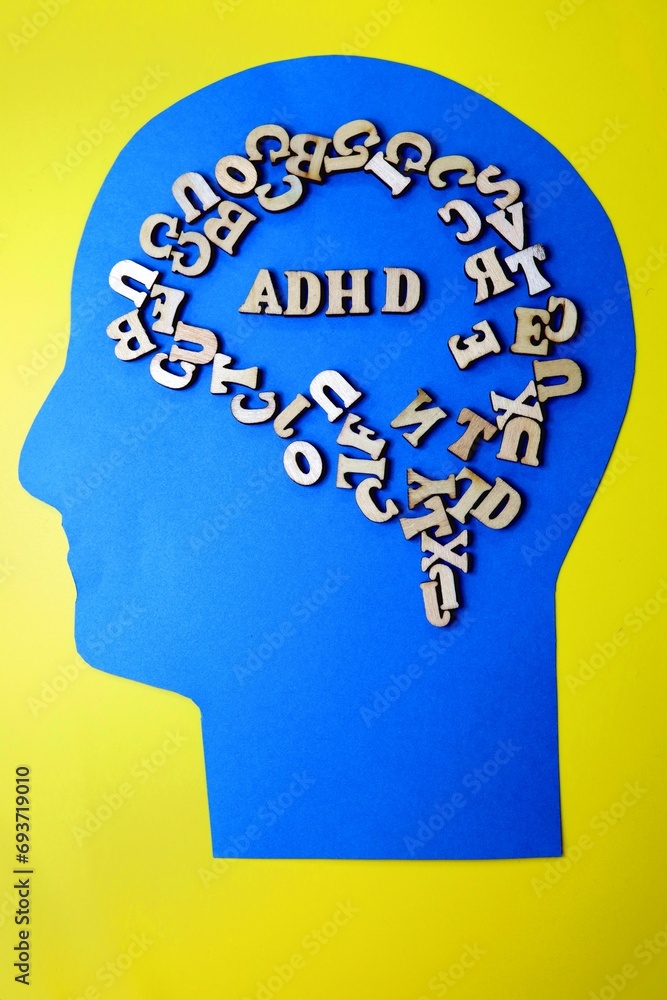 Diagram representing the human brain and ADHD using wooden panels ...