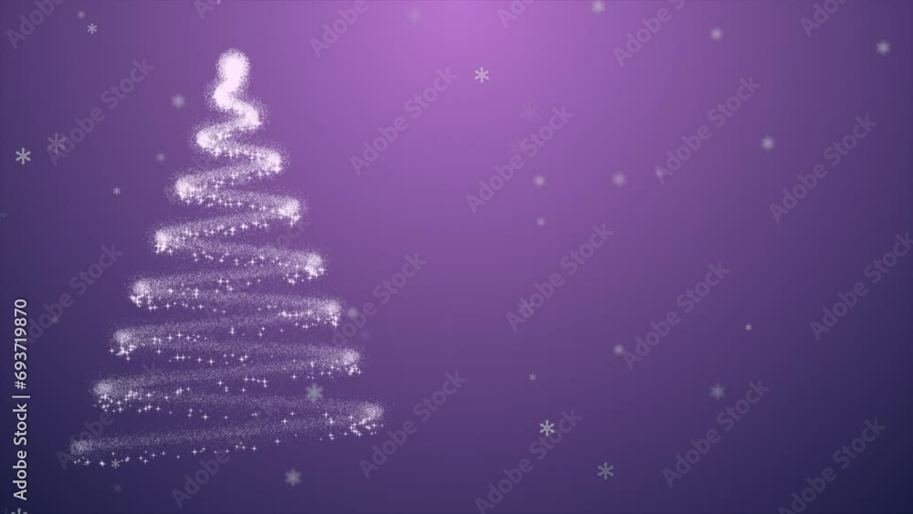 Abstract Christmas tree in purple background, Glowing blue Christmas ...