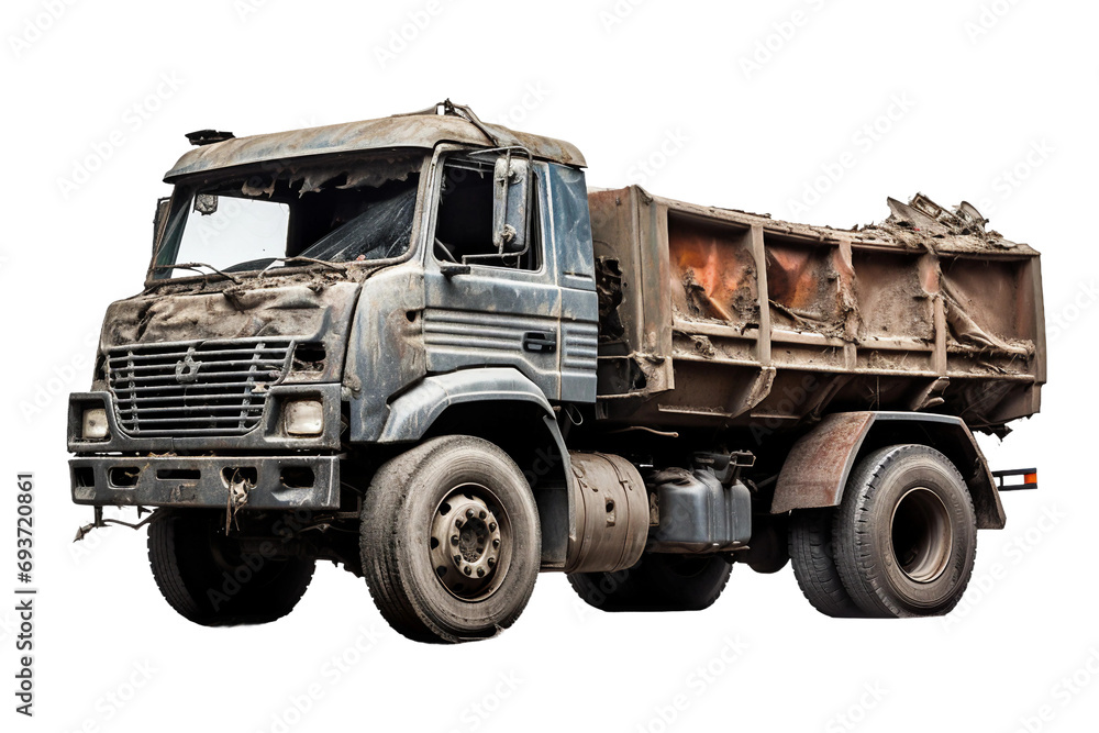 lone, demolished truck, transparent background, isolated image ...