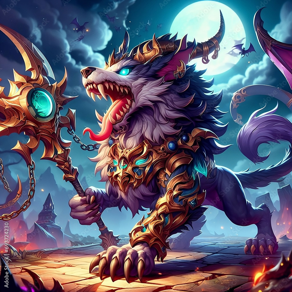 Dramatic Representation of Cerberus in Mythical Nightscape - Perfect ...