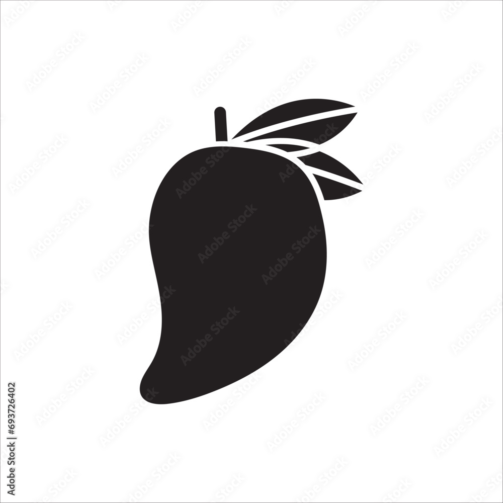 Mango silhouette vector. Mango fruit icon in black style on white ...