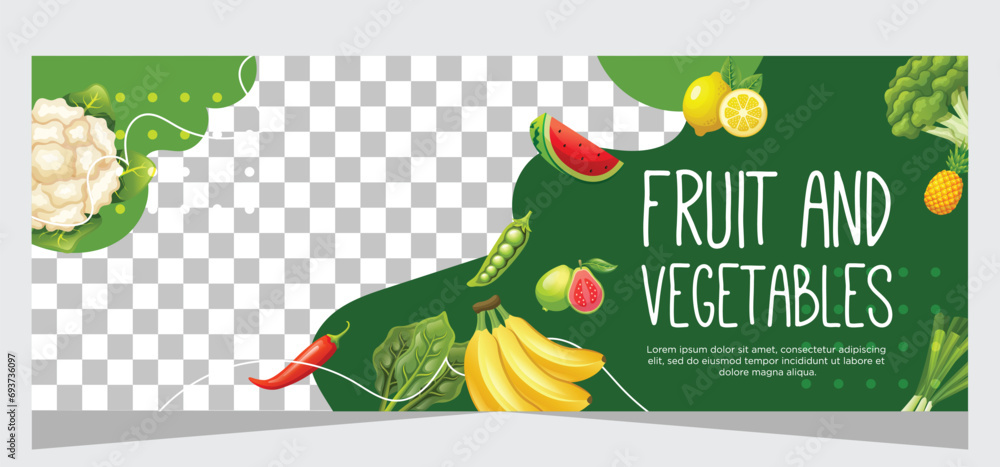 Fruit and vegetable horizontal banner banner template Stock Vector ...