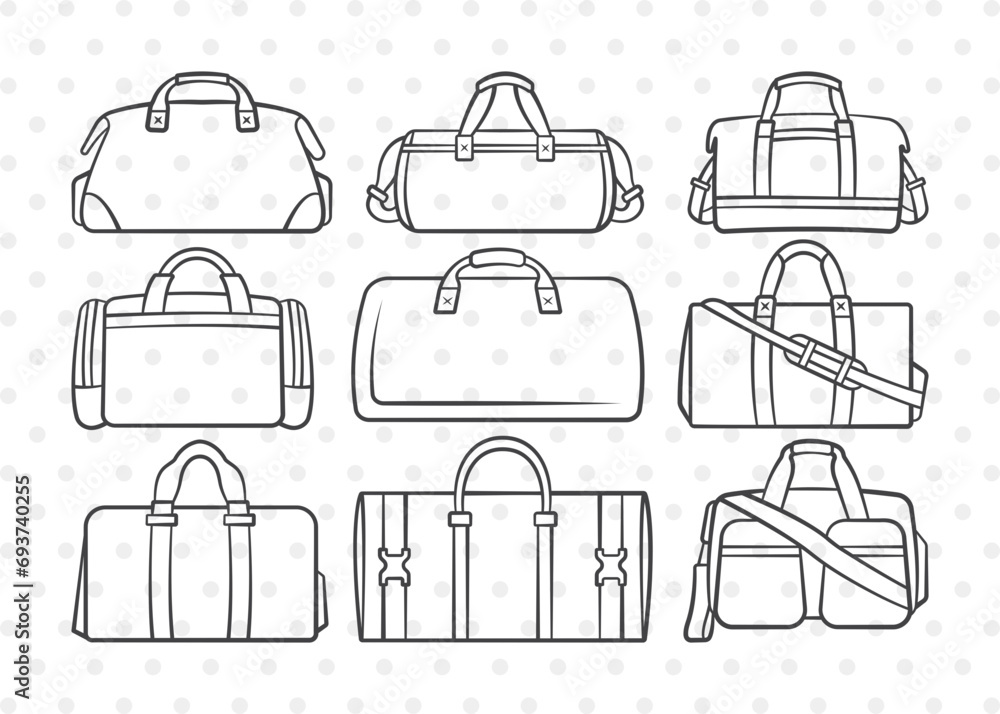 Vecteur Stock Duffel Bag SVG, Duffel Bag Clipart, Bag Svg, Travel Bag ...
